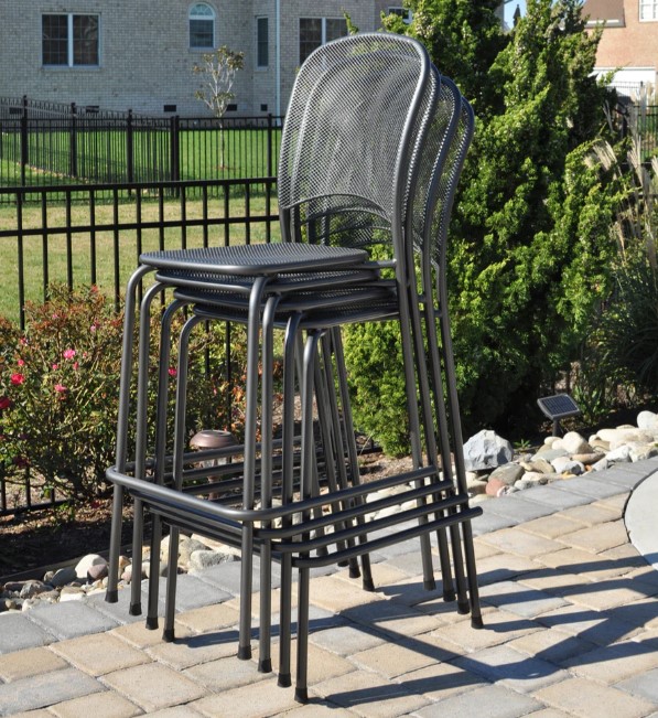 Carlo Wrought Iron Stackable Bar Chair - McKays Furniture